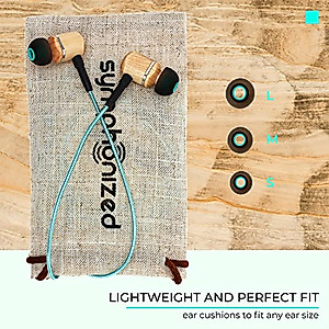 Symphonized MTRX 2.0 Premium Wired Earbuds - Wood in-Ear Headphones with Microphone & Volume Control, Noise Isolation - Corded Ear Buds for Android - Earphones for Computer & Laptop (Turquoise)