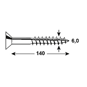 CONNEX KL3246140 Uni-Screws galv. 6,0x140, Silver, 6,0 x 140 mm