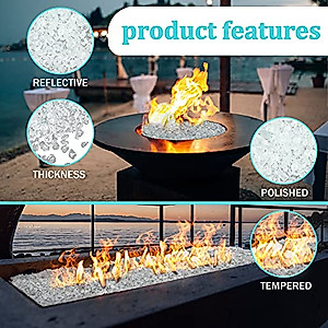 1.5 LB Glass Gravel Stone 3-6 mm Glitter Gravel Stone Luster Reflective Tempered Fire Glass Crushed Glass for Fire Pit Crafts Vase Fish Bowl Garden Decor (Transparent)