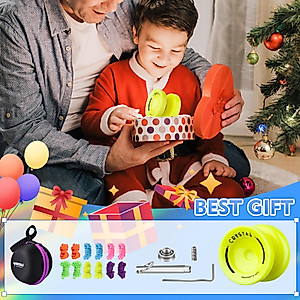 MAGICYOYO K2 Yoyo for Kids, Responsive Yoyo Professional Plastic Yoyo Ball, Unresponsive Yoyo for Adults with Concave Bearing, 12 Yoyo Strings, Bearing Puller, Yo-yo Case (Yellow)