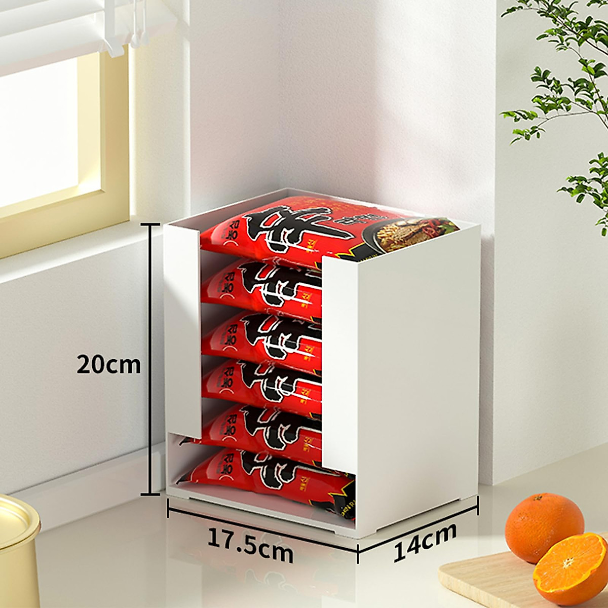 UXIVCKI Storage Container Keep Food Packets Stacked, Plastic Organizer Stackable Basket for Kitchen Cabinet Pantry Countertop Shelf Closet Bathroom, Organize Noodles, Snacks, Facial Masks