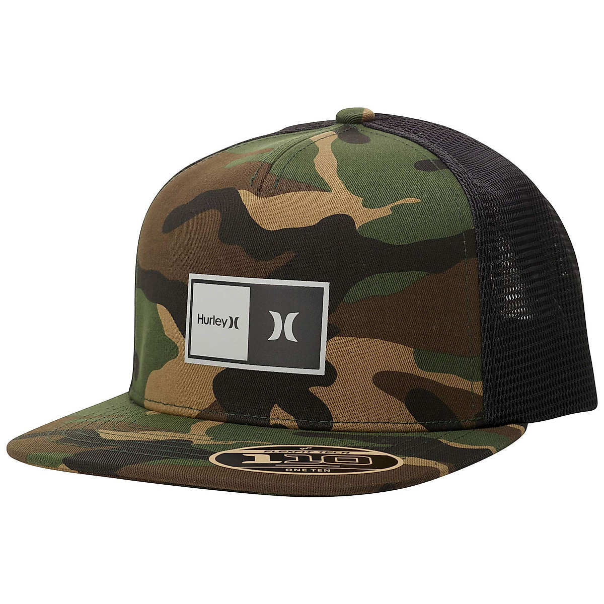 Hurley Mens Caps - Flat Brim Snapback Baseball Cap Standard Trucker Hats for Men, Size One Size, Camo/Black