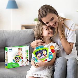 HISTOYE Musical Toys for Toddlers Karaoke Machine Kid Jukebox Toddler Karaoke Microphone Toy Music Player with Recording Voice Changing Singing Toys Age 1 2 3 4 5 Year Old Girls Boy Best Gifts