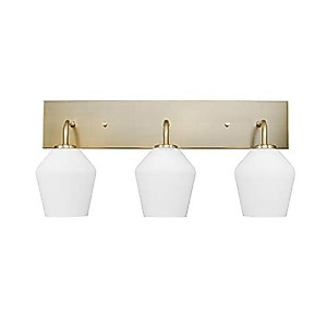 Globe Electric 51615 Raja 3-Light Vanity Light, Matte Brass, Opal Glass Shades