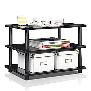 FURINNO Turn-N-Tube Easy Assembly 3-Tier Corner TV Stand, Blackwood/Black
