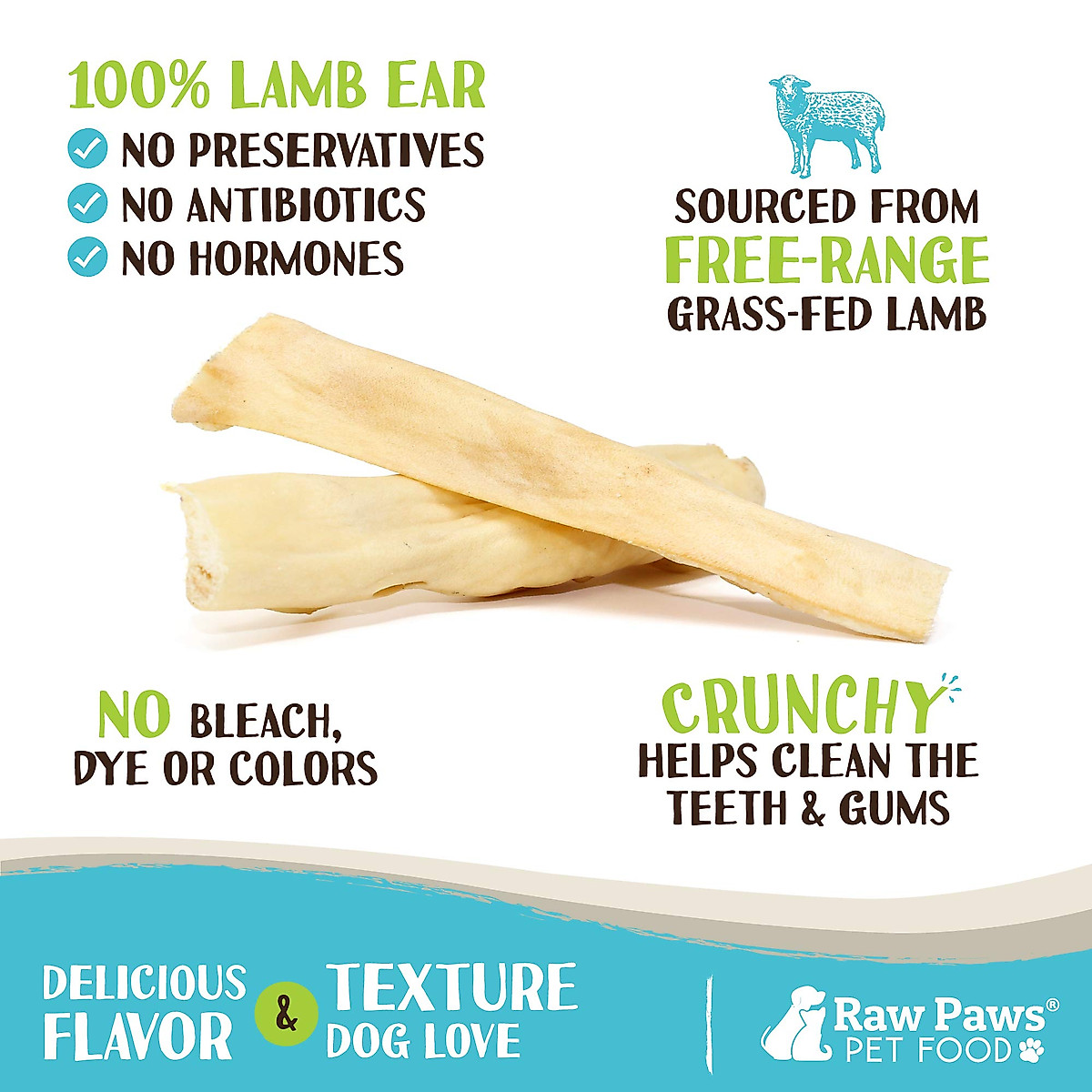 Raw Paws Lamb Rawhide Treats for Dogs, 1-lb - Packed in USA - Natural Lamb Dog Treats sourced from Free-Range, Grass-Fed Sheep - Lamb Hide Sticks for Dogs - Large Dog Lamb Treats & Puppy Chew Sticks