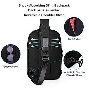 OIWAS One Strap Backpack Men - 14 Inch Sling Bag Boys Single Strap Backpack Lightweight Women Large Crossbody Shoulder Bag