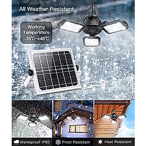 AGPTEK Solar Pendant Light Outdoor Indoor, Solar Powered Shed Light with USB Charging and Remote for Home Garage Barn Gazebo Patio Porch Storage Room