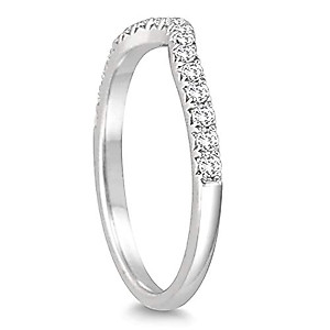 SZUL 1/4 Carat TW Curved Diamond Wedding Band in 14K White Gold