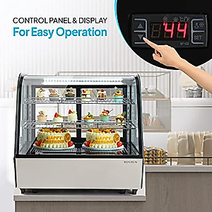 ROVSUN 4.2 Cu.Ft. Commercial Display Refrigerator, Refrigerated Display Case Countertop Pastry Display Case w/LED Lighting Air-cooling Automatic Defrost Rear Sliding Door for Cafe Restaurant