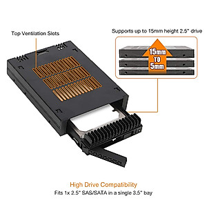 ICY DOCK 1 Bay 2.5 SAS/SATA HDD/SSD Tool-Less Enclosure for External 3.5" Bay | ExpressCage MB741SP-B