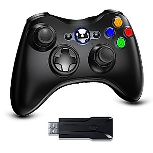 Gamrombo Wireless Controller for Xbox 360, PC Game Controller with Receiver 2.4GHz Gamepad Joystick Controller Compatible with Microsoft Xbox 360/Slim, Windows 7/8/10/11