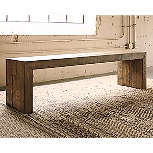 Signature Design by Ashley Sommerford Rustic Wood Dining Room Long Bench, Brown