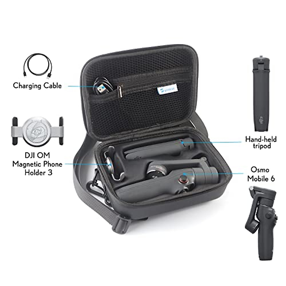 Skyreat Osmo Mobile 6 Case,PU Leather Portable Storage OM 6 Case Shoulder Bag for DJI OM 6 Smartphone Gimbal Stabilizer Accessories