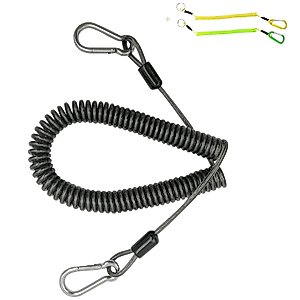 10ft-150LB Retractable Fishing Coiled Lanyard Stainless Steel Inside Heavy Duty Fishing Safety Rope Rod Leash Extension Cord Tether for Deep Sea Fishing Tools Rod Kayak Paddles