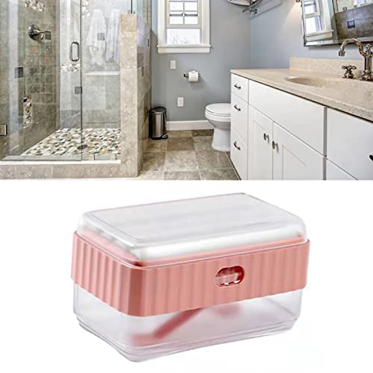 MOUMOUTEN Soap Holder, Travel Soap Case Box, Decorative Soap Case Storage Drainage Tray Dish for Bathroom(Pink)