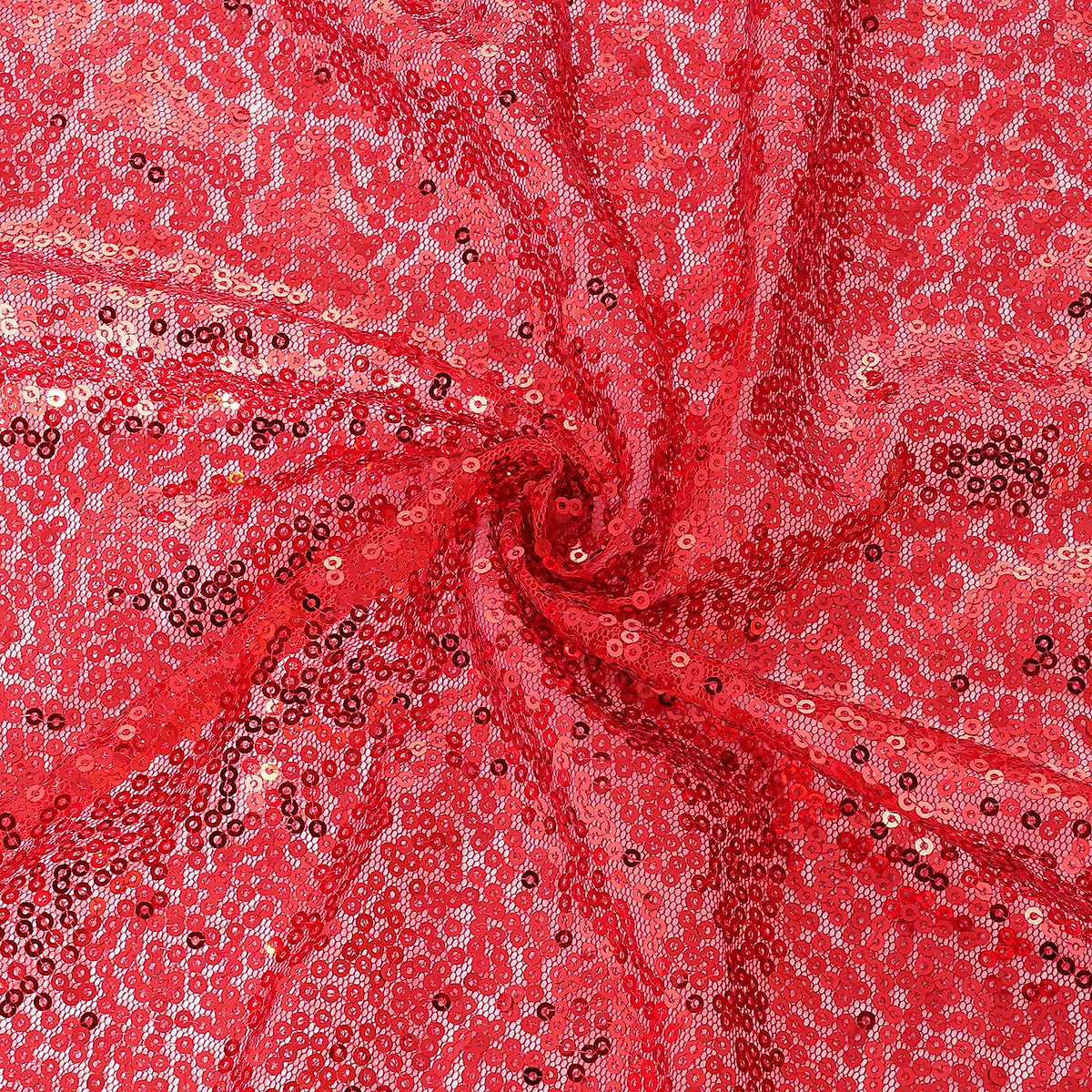 SUMERSHA Sequin Fabric by The Yard - 3 Feet 1 Yard of Red Sparkly Embroidery Sequins Fabric for DIY Sewing, Backdrop, Tablecloth, and Clothing Sewing Projects