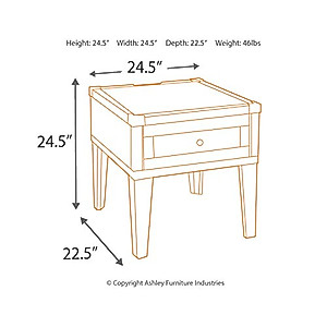 Signature Design by Ashley Todoe Industrial Square End Table with 1 Drawer, 2 Outlets and 2 USB Charging Ports, Dark Gray with Weathered Pine Finish