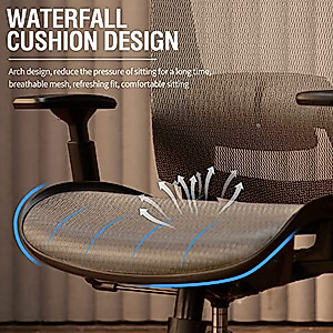 ELABEST Mesh Office Chair,Ergonomic Computer Desk Chair,Sturdy Task Chair- Adjustable Lumbar Support & Armrests,Tilt Function,Comfort Wide Seat,Swivel Home Office Chair (ELATASK, Grey)