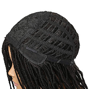 HANNE Short Dreadlock Wigs for Black Women and Men Afro Crochet Twist Braided Faux Locs Wig for African Americans Curly Braiding Full Wigs (Black Wig)