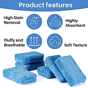 Sukh Microfiber Rectangle Sponge Detailing Pads - Microfiber Wax Foam Applicator Pads for Car Wax Applicator Pad 4.72x3.15 inch 7 Pack-Blue