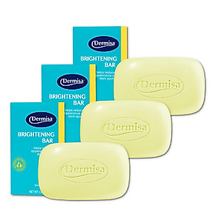Dermisa Brightening Bar with Kojic Acid, Licorice Root, Bearberry Extract | NO PARABENS, NO SULFATES | 3 OZ | Pack of 3