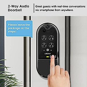 Lockly Vision Elite - WiFi Video Smart Lock with Night Vision Camera, Motion Sensor, Biometric Fingerprint, Voice Control, App Remote Control, Doorbell, Solar Panel, Digital Keypad, Matte Black
