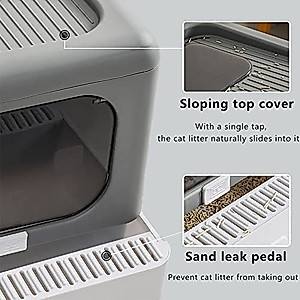Large Foldable Cat Litter Box, Top Entry Cat Litter Box with Cat Litter Scoop and Filter Cotton, Closed Smell Proof Anti-Splashing,Drawer Structure Kitty Litter Box,
