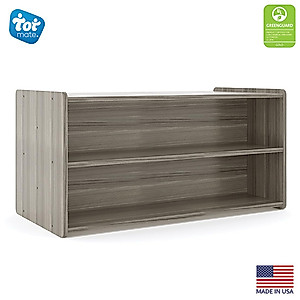 Tot Mate Preschool Double-Sided Wooden 2-Shelf Storage Organizer - Classroom Furniture for Daycare and Playroom, 46" W x 23.5" H (Shadow Elm Gray, Ready-to-Assemble)