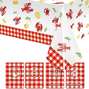 Crawfish Party Tablecloths Lobster Birthday Table Covers Red Lobster Crab Party Party Supplies for Seafood Festivals Birthday Party Decorations, 108 x 54 Inch