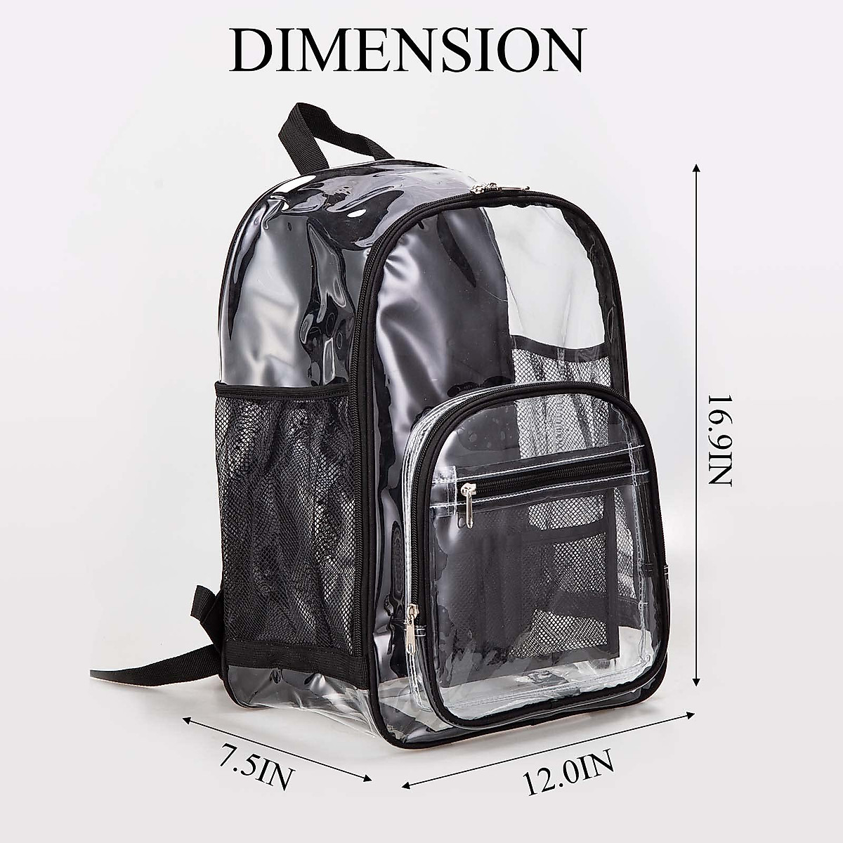 Clear Backpack, Heavy Duty Transparent See Through Bag, Waterproof Rucksack for Women Men Girls Boys to School College Security Travel Hiking Stadium Sports