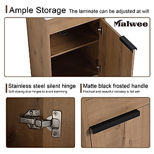 Malwee 18 Inch Freestanding Bathroom Vanity with Sink, 18" Floor Standing Bathroom Vanity, Modern Vanity with 1 Door and White Ceramic Basin Sink Top (016-18)