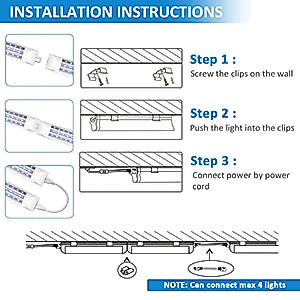 SHOPLED LED Shop Light 4FT, 45W 5850LM 6000K Cool White, Linkable T8 LED Light Fixtures, D-Shaped T8 LED Tube Lights, High Output, Clear Cover, 4 Foot LED Shop Lights for Garage, 4 Pack