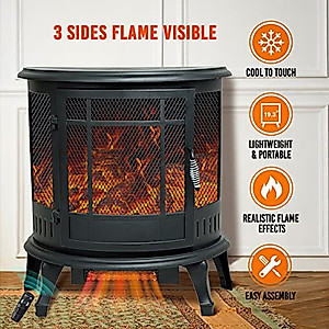 C-Hopetree 25 inch tall Portable Electric Wood Stove Fireplace with Flame Effect, Freestanding Indoor Space Heater with Remote