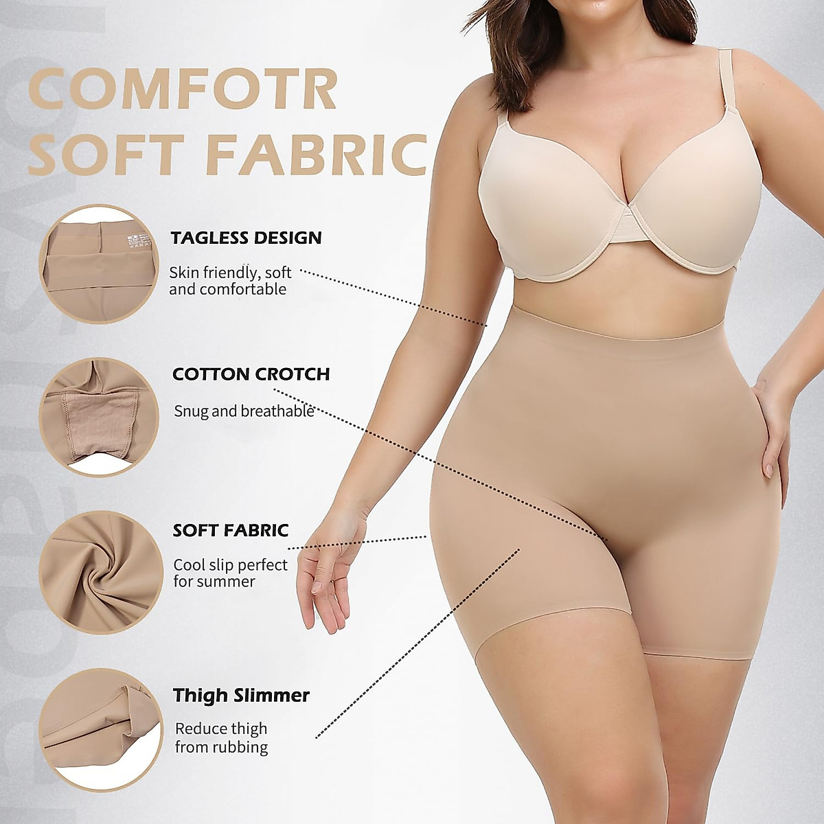 JOYSHAPER Slip Shorts for Women Under Dresses Elastic Underwear Lace Slip Yoga Biker Shorts Boxer Briefs