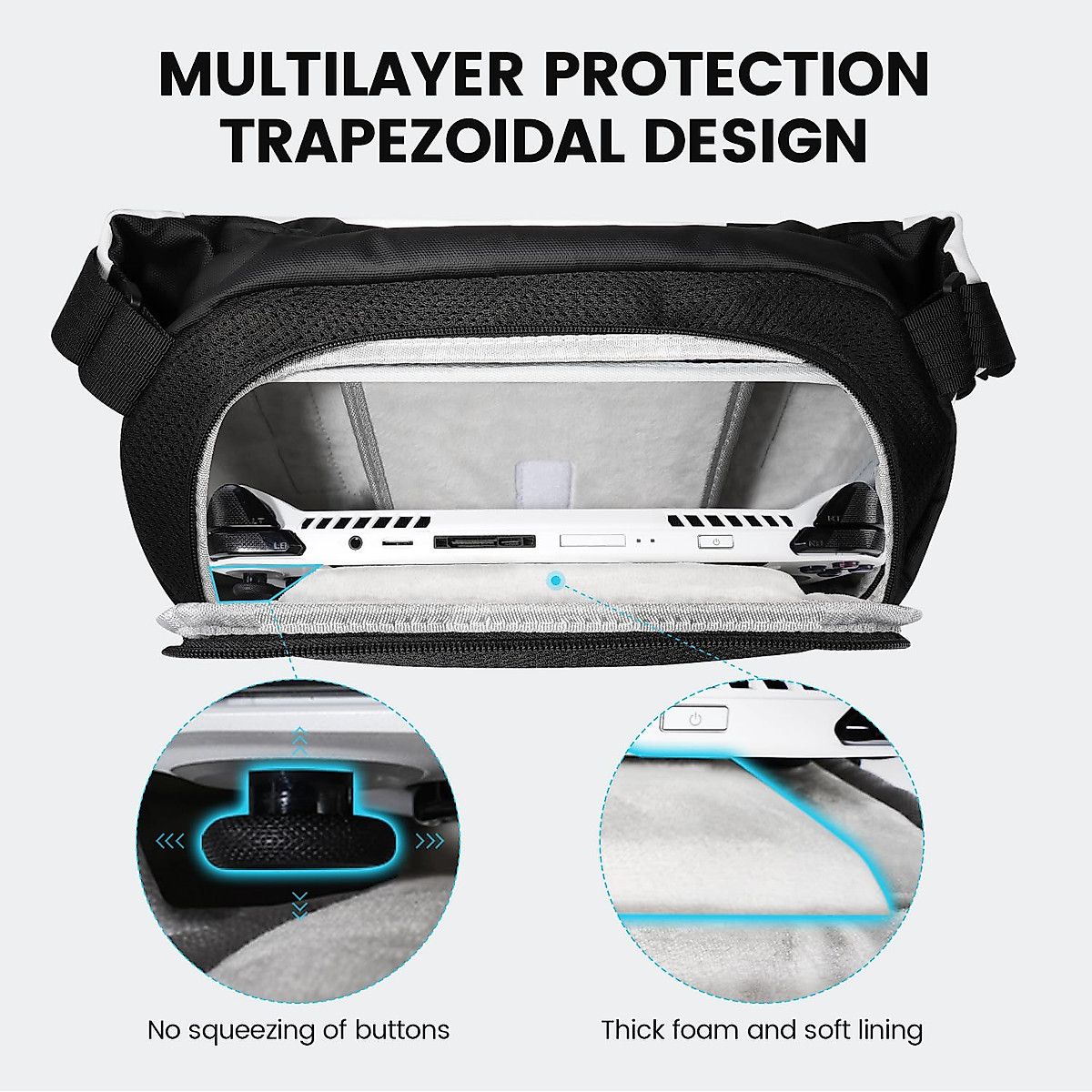 OPTOSLON Rog Ally Carrying Case Compitable with ASUS ROG Ally Gaming Handheld and Accessories, Sling Bag Fit Orignial Stand and AC Adapter for Travel and Storage with a Screen Protector