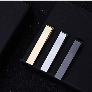 YADOCA 3 Pcs Tie Clips for Men Tie Bar Set Necktie Clips for Wedding Anniversary Business Black Silver-Tone Gold-Tone