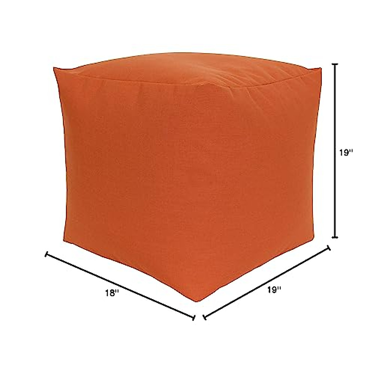 RULU Ottoman Outdoor/Indoor Sunbrella Bean Bag Pouf 19"x19"x18"H Spectrum Cayenne, Rust