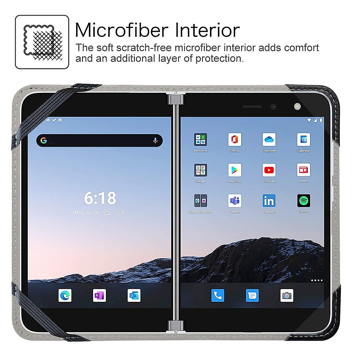 LiuShan Compatible with Microsoft Surface Duo case,PU Leather Slim Folding Stand Cover for Microsoft Surface Duo (Not fit Surface Duo 2) Tablet,Black