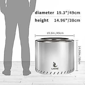 WOXYX Stainless Steel Smokeless Fire Pit,Portable Wood Burning Fireplace with Removable Ash Pan, Large Outdoor Firepit