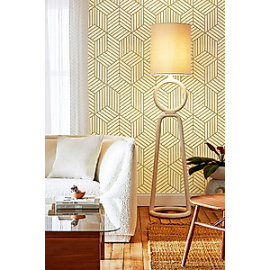CiCiwind Peel and Stick Wallpaper Gold and Beige Contact Paper Geometric Striped Hexagon Wallpaper Removable Self Adhesive WallPaper Waterproof Vinyl Paper for Cabinets Shelf Drawer 15.7"x78.7"Upgrade