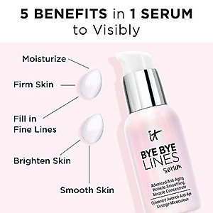 IT Cosmetics Bye Bye Lines Serum - Advanced Anti-Aging Concentrate - Restores Moisture & Vitality, Erases the Look of Fine Lines & Wrinkles - With Hyaluronic Acid & Hydrolyzed Collagen - 1.0 fl oz