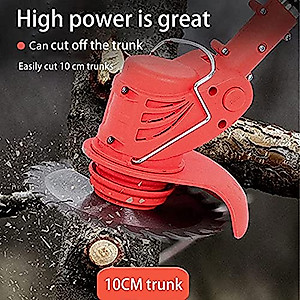 Battery Powered Weed Eater Edger Lawn Tool Cordless Trimmers Lawn Edger String Trimmer with Batteries & Replace Blades for Yard Garden,red