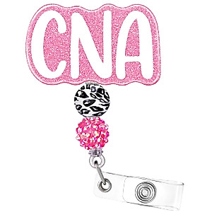 Plifal CNA Badge Reel Holder Retractable with ID Clip for Nurse Nursing Name Tag Card Cute Certified Nurse Aid Light Rose White Alligator Clip Hospital Work Accessories