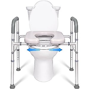 LimLuc Raised Toilet Seat with Handles, Width and Height Adjustable Raised Toilet Seat with Arms and Widen Seat, Up to 400lbs, Raised Toilet Seat for Seniors, Handicap, Pregnant, Fits Any Toilet
