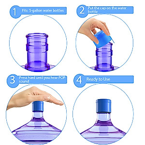 5 Pack of Silicone Water Gallon Cap with Water Bottle Handle, Reusable Water Bottle Caps, 55mm x 36mm, Anti-spill, Anti-splash Replacement Caps, for Easy Hand-held Lift in Outdoor and Kitchen Use