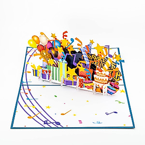 iGifts And Cards Happy 89th Blue Birthday 3D Pop Up Greeting Card – Awesome 89 Birthday Card For Woman, Man, Happy Eighty Nine Birthday Gift For Mom, Dad, Wife, Husband Present, 5" X 7"