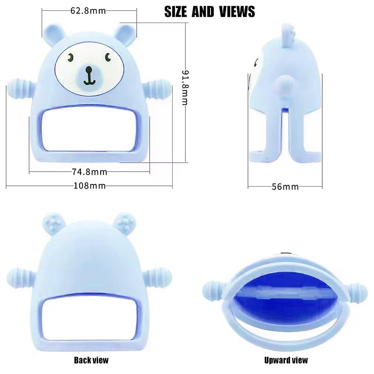 Baby Teething Toy, Silicone Baby Teether Toy for Babies, Hand Teether Pacifiers for Infants, Silicone Baby Mitten Teether for Soothing Teething Pain Relief, Baby Chew Toy (Blue)