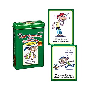 Super Duper Publications | WH Questions in The Community Fun Deck Flash Cards | Who, What, Where, When, Why Basic and Personal Questions | Educational Learning Resource for Children