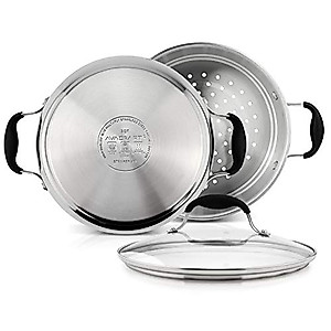 AVACRAFT 18/10, 3 Piece Stainless Steel Steamer Cooking Pot Set, Steamer for Cooking, Steamer Pan Set with Glass Lid, Momo Maker, Induction Steamer Pot